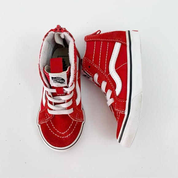 Vans | Shoes | Vans Old Skool High Top Boys Red Sneakers 75 | Poshmark